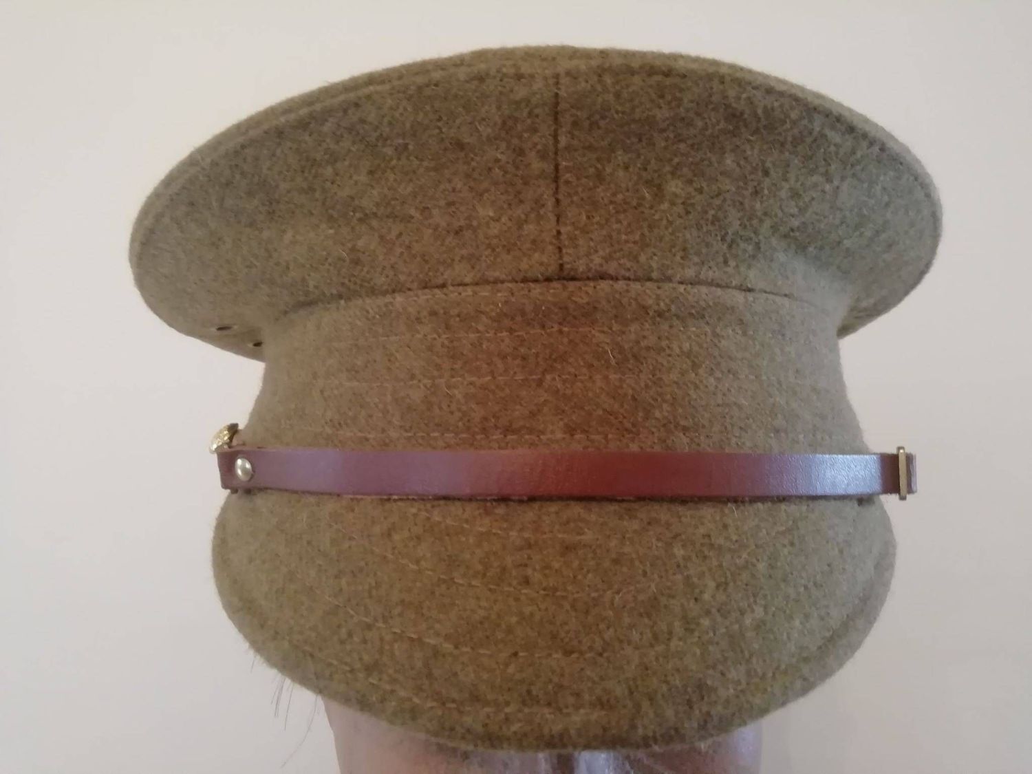 B9. Post War 1920’s SD cap with stitched peak – Khaki on Campaign
