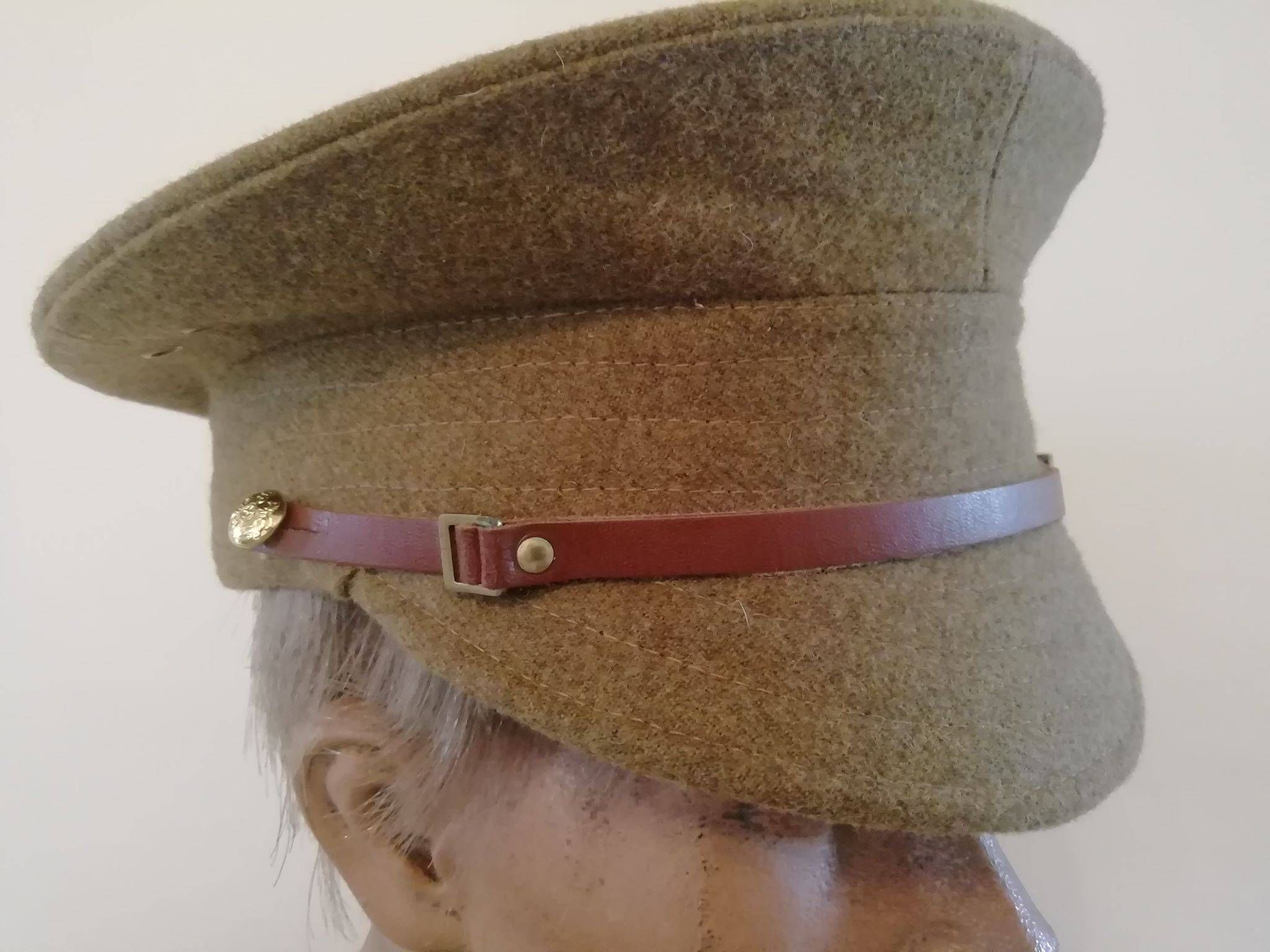 B9. Post War 1920’s SD cap with stitched peak – Khaki on Campaign